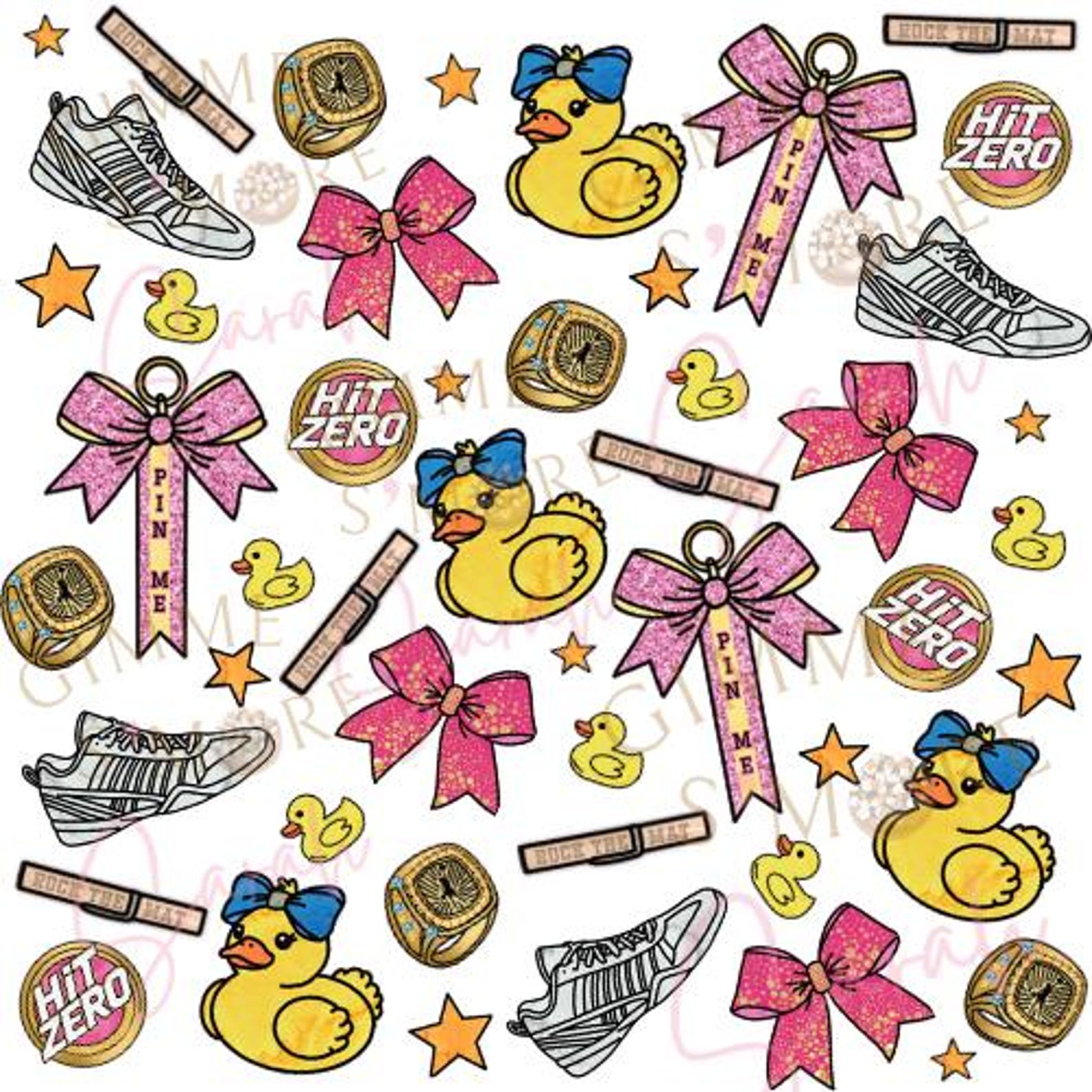 Rock the Mat Cheer Seamless Pattern -- Cheerleading, Cheer, Pin Me ...