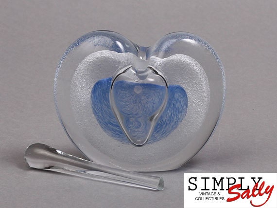 Blue Art Glass Heart Shaped Perfume Bottle - Etsy