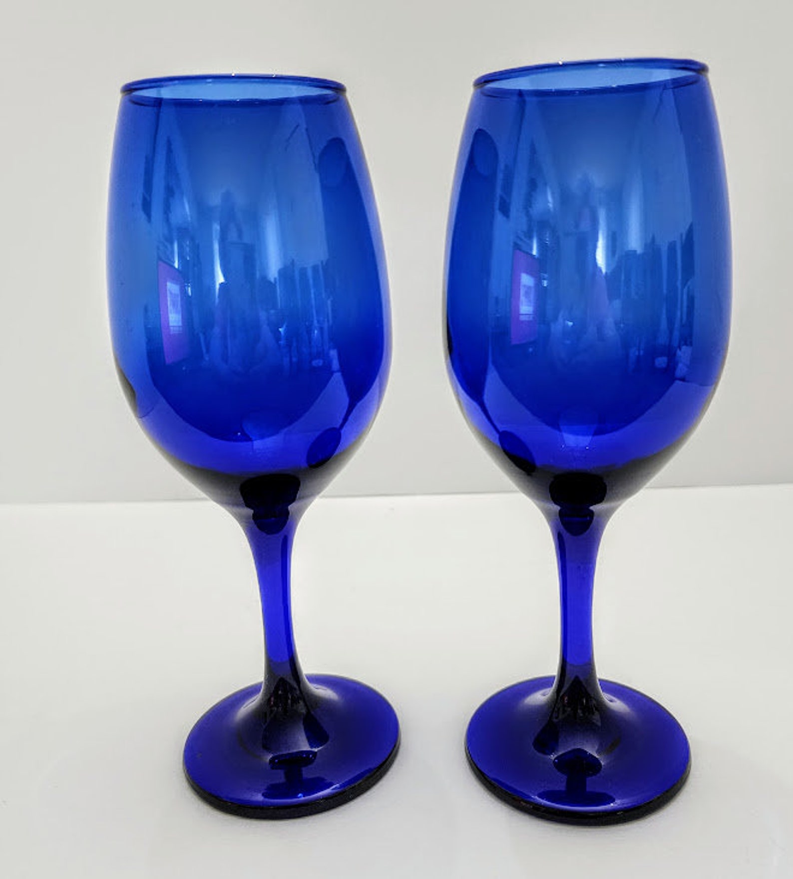 Cobalt Blue Stemware, Set of 6 Tall Water Goblets - Etsy