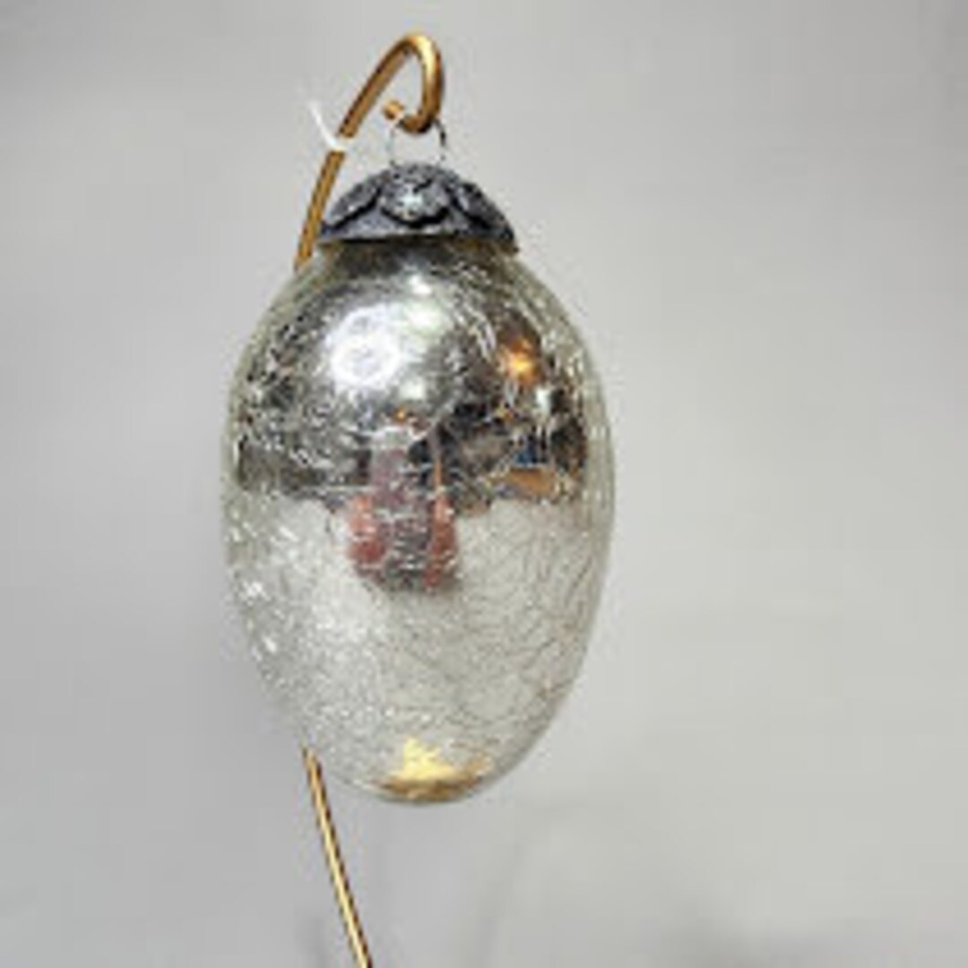 Silver Crackle Glass, Egg Shaped, Kugel Style Christmas Ornament - Etsy