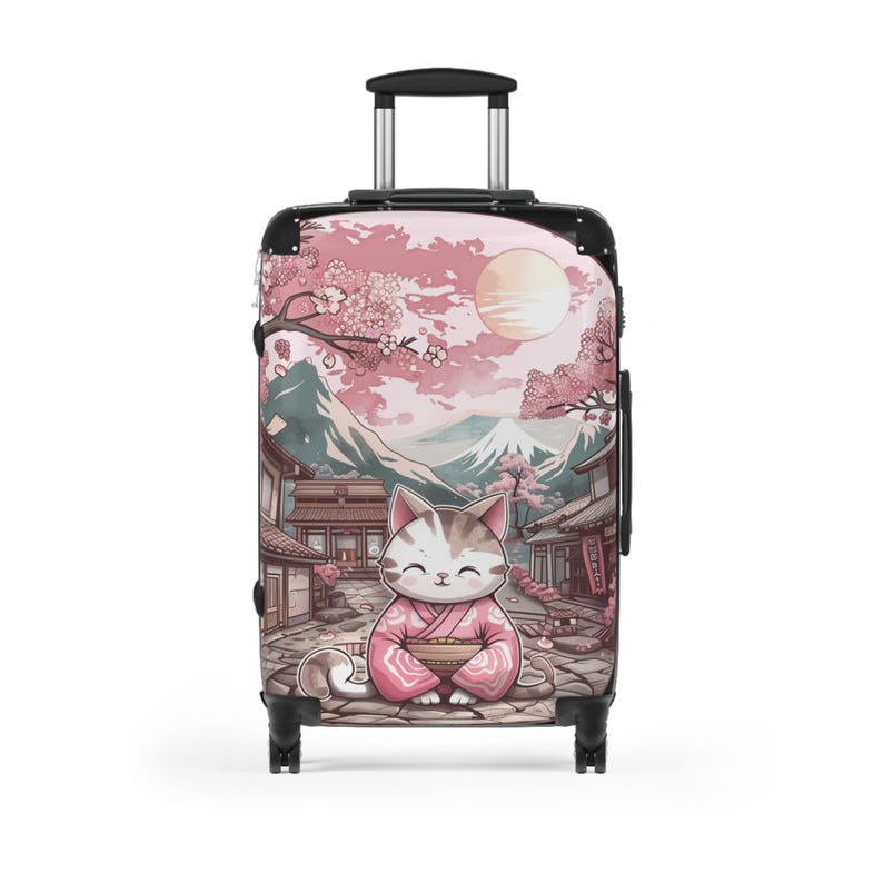 Elegant Suitcase Cats in Kimono & Sakura Cherry Blossoms Stylish ...