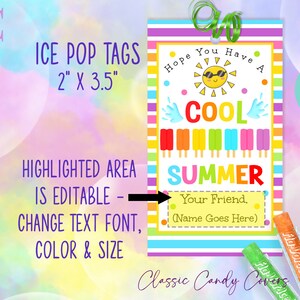 Have A Cool Summer Ice Pop Popsicle Freezer Pop Printable Gift Tags ...