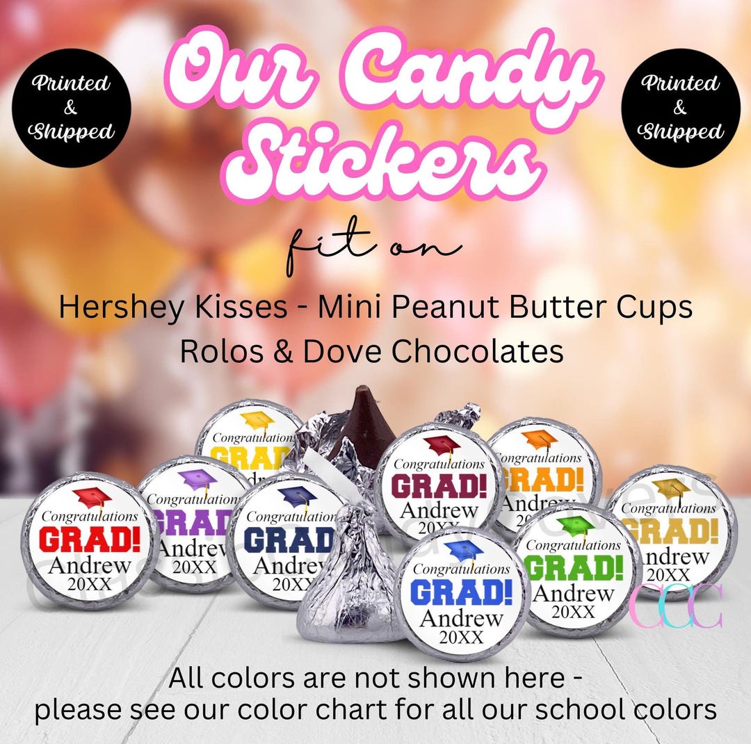 Graduation Chocolate Kiss Candy Stickers for Hershey Kisses® & More ...