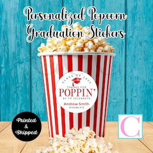 Thanks for Poppin by Graduation Popcorn Stickers Class of 2026 ...