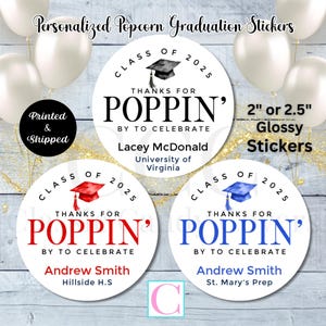 Thanks for Poppin by Graduation Popcorn Stickers, Popping in Grad ...