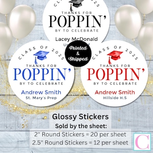 Thanks for Poppin by Graduation Popcorn Stickers Class of 2026 ...