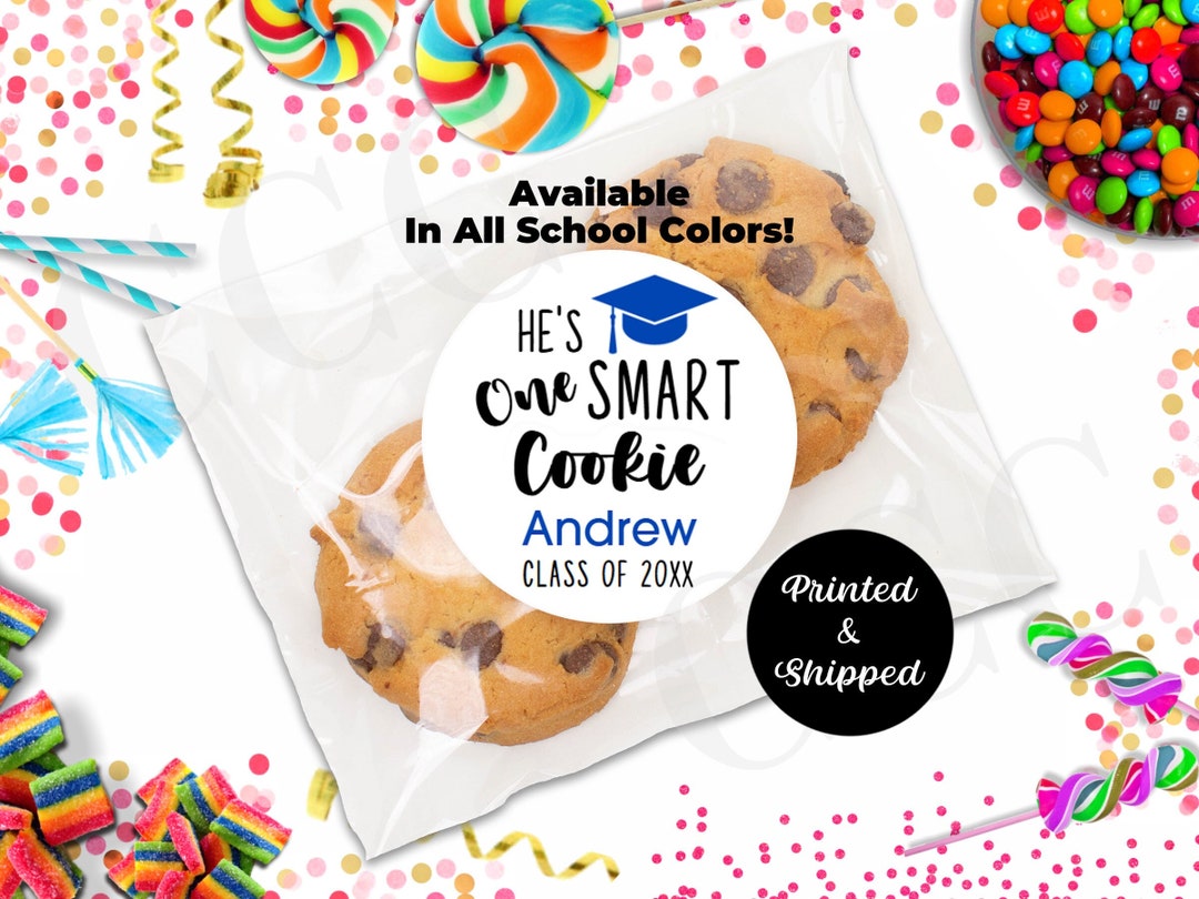 Graduation He's She's One Smart Cookie Party Favor STICKERS ONLY, Class ...