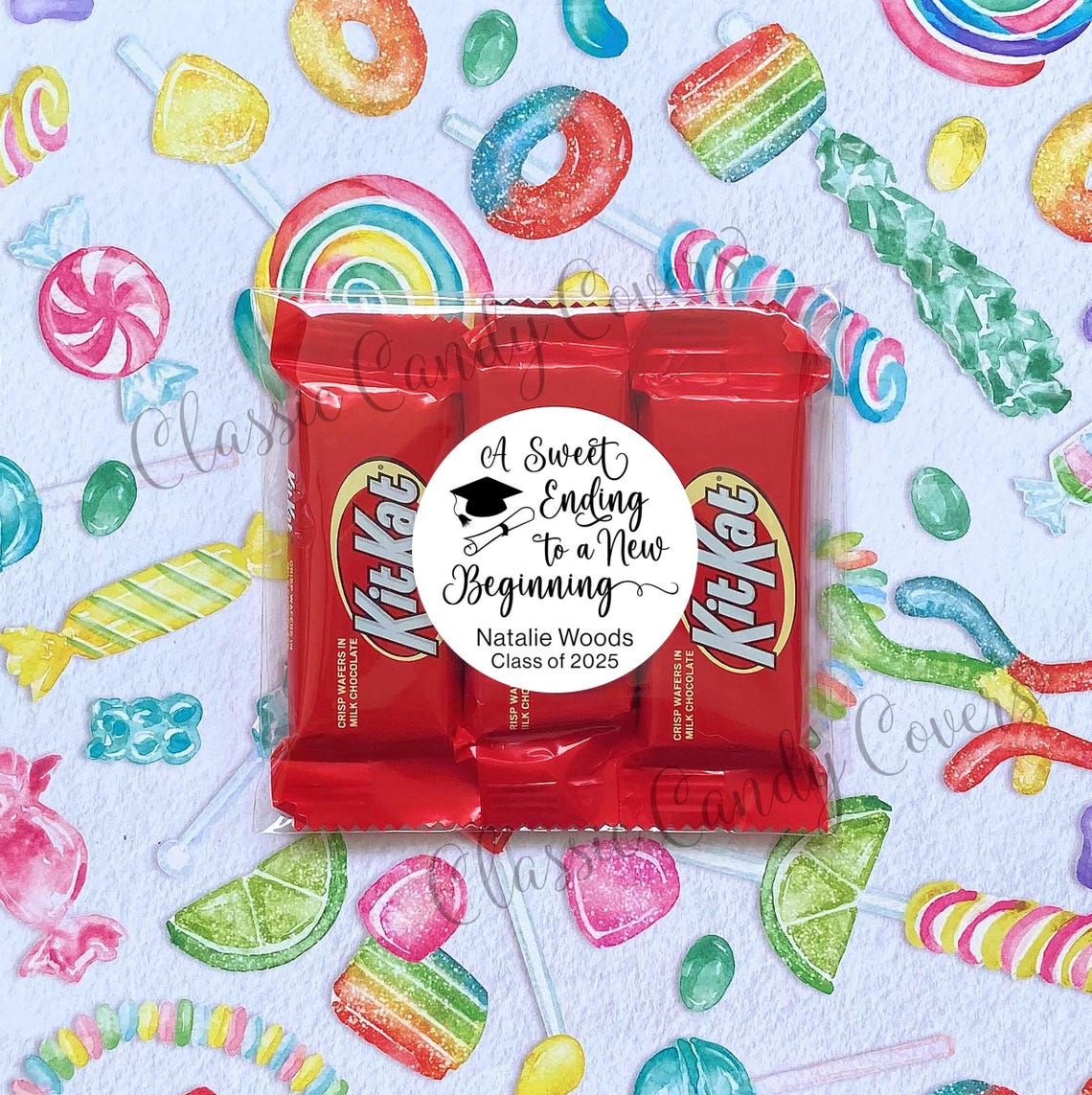 Graduation A Sweet Ending to a New Beginning Stickers + Bags, DIY Grad ...