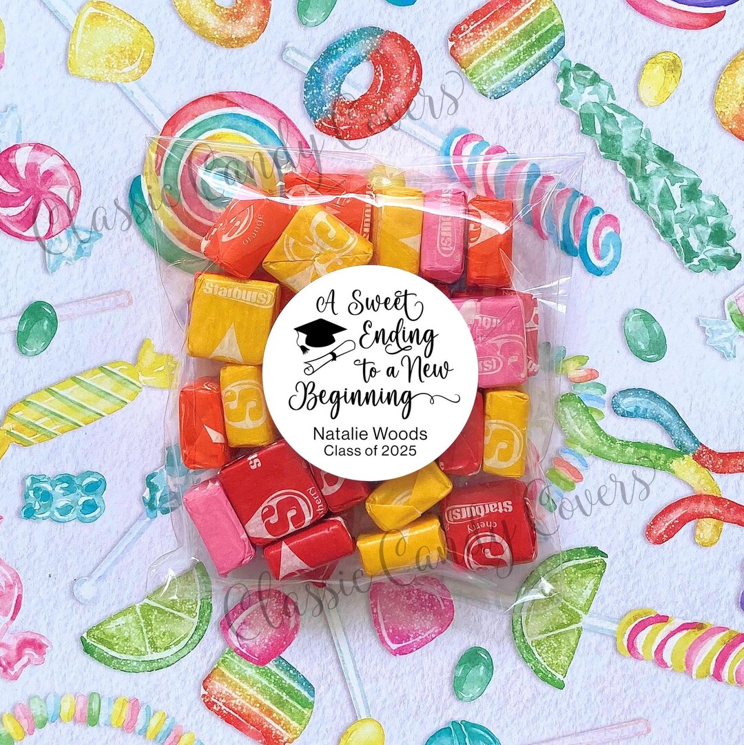 Graduation A Sweet Ending to a New Beginning Stickers + Bags, DIY Grad ...