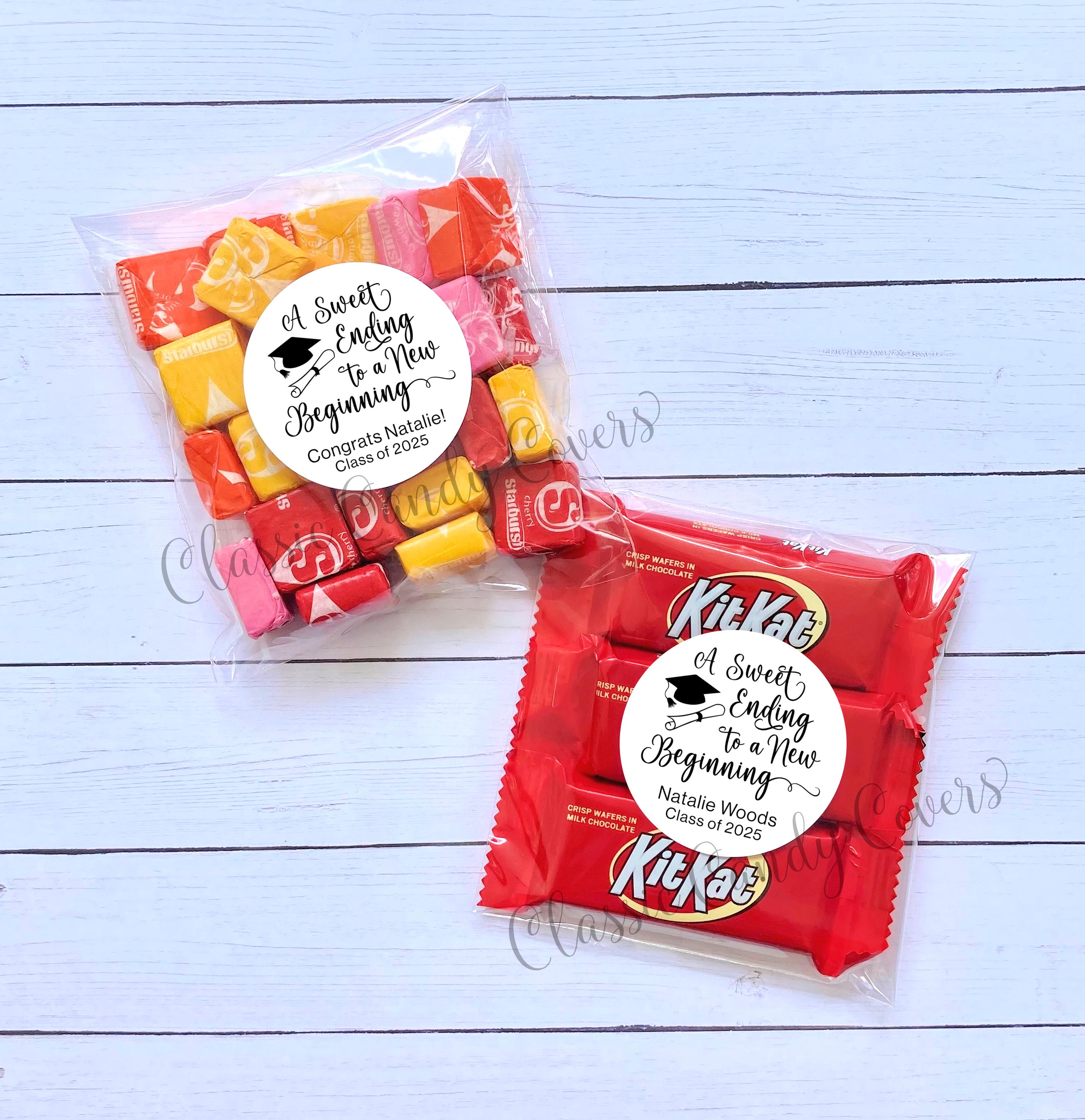 Graduation A Sweet Ending to a New Beginning Stickers + Bags, DIY Grad ...