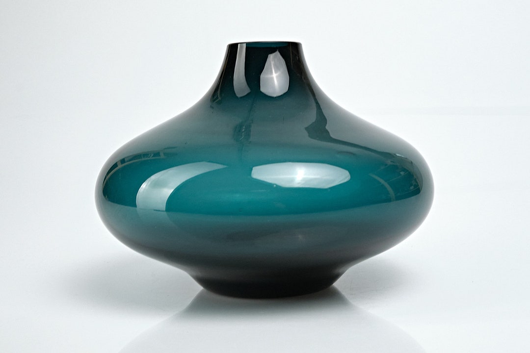 Vase, Blue, Mouth-blown, Vintage, Mid-century - Etsy