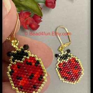Ladybug Seed Beaded Earrings Spring Summer Gift for Her Nature-inspired ...