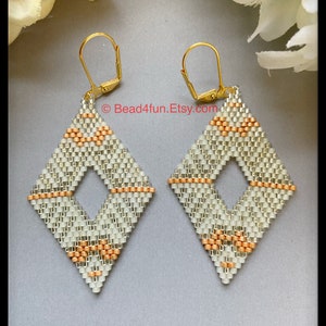 Art Deco-inspired Earring, Seed Beaded Diamond Shape Earrings, Classic ...