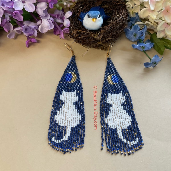Cat Beaded Earrings - Etsy