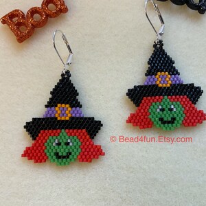 Witch Beaded Halloween Earrings, Spooky, Treat-or Treating, Halloween ...