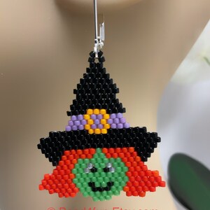 Witch Beaded Halloween Earrings, Spooky, Treat-or Treating, Halloween ...
