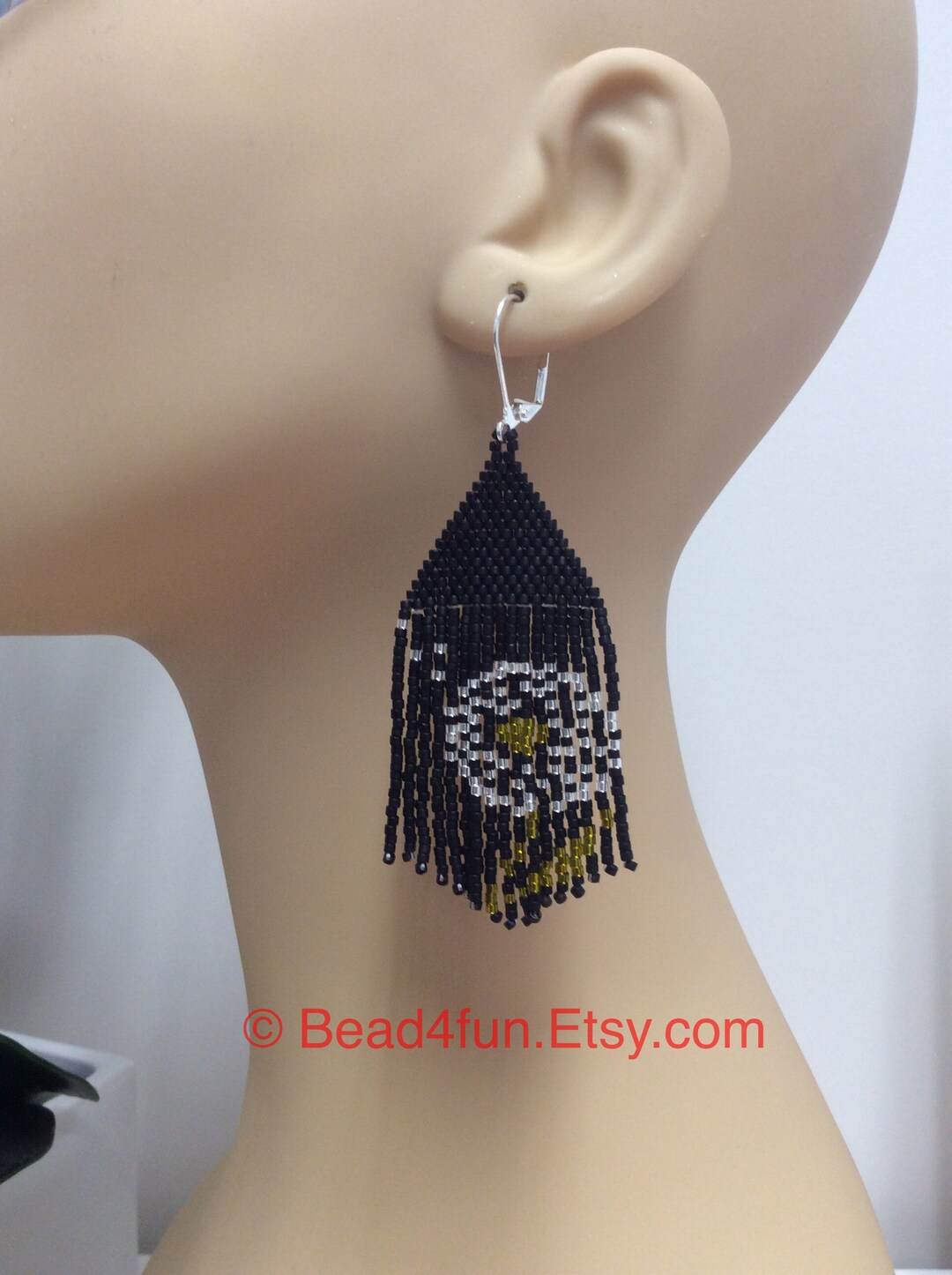 Dandelion Flower Seed Beaded Fringe Earrings Bohemian Fashion Apparel ...