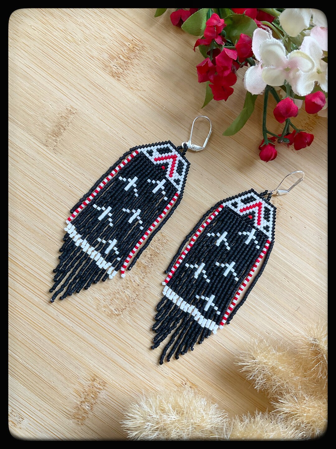 Raven Bird Track Fringe Beaded Earrings Gift Ideas for Women Nature ...
