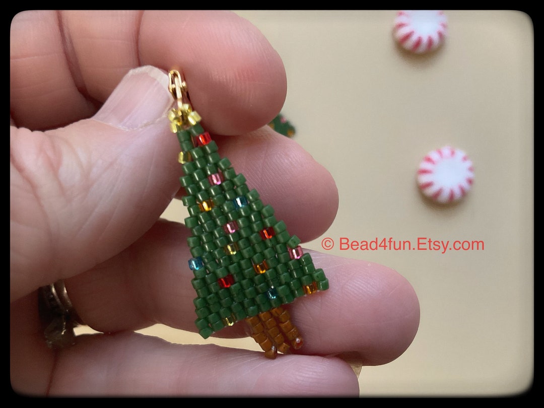 Beaded Bright Christmas Tree Earrings, Christmas Earrings, Bead4fun ...