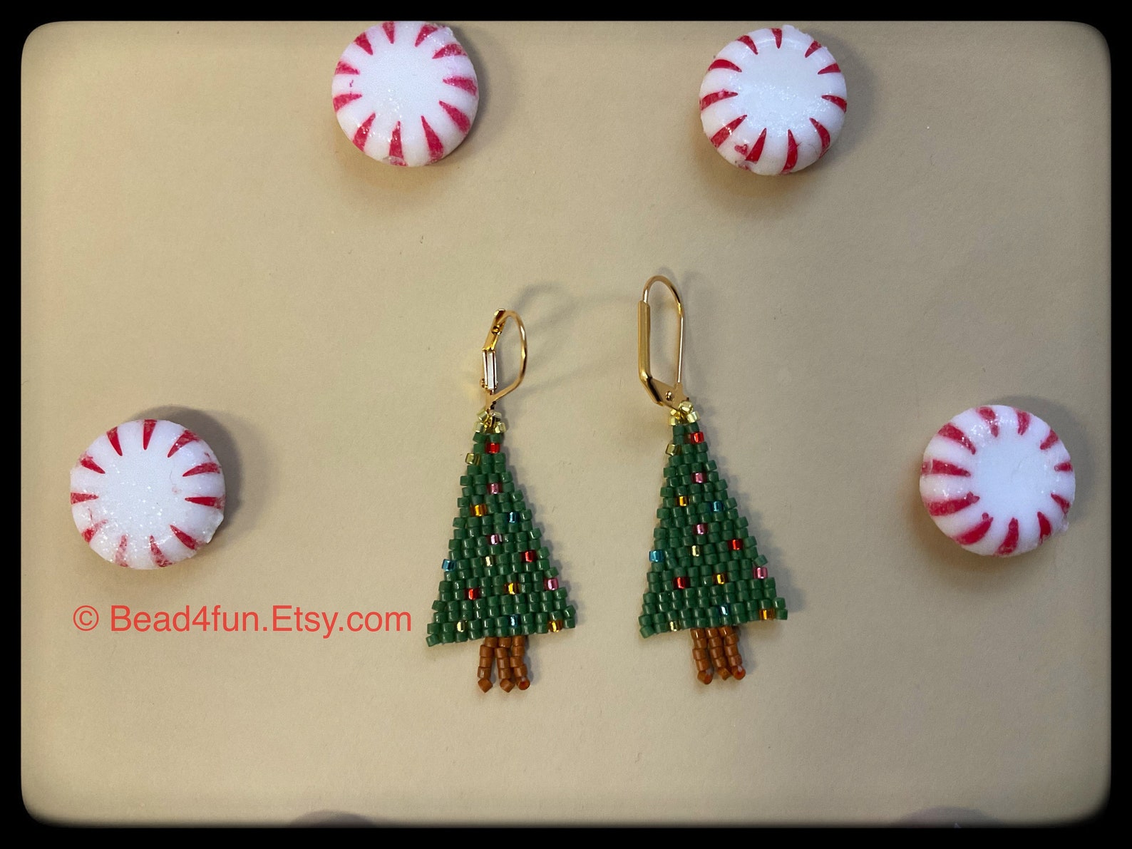 Beaded Bright Christmas Tree Earrings Christmas Earrings - Etsy