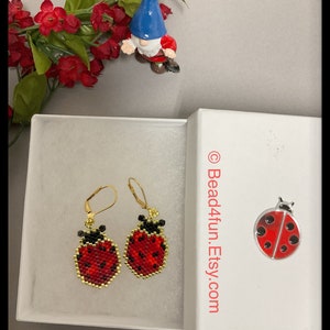 Ladybug Seed Beaded Earrings Spring Summer Gift for Her Nature-inspired ...