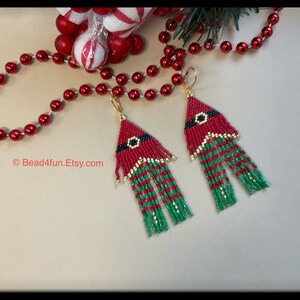 Elf Boot Beaded Fringe Earrings, Elf Earrings, Christmas Earrings ...