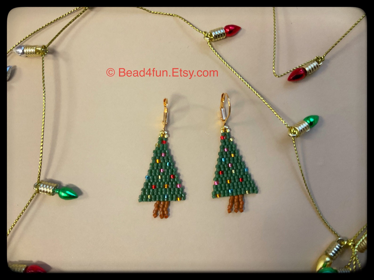Beaded Bright Christmas Tree Earrings Christmas Earrings - Etsy