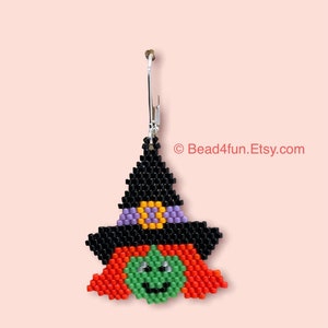 Witch Beaded Halloween Earrings, Spooky, Treat-or Treating, Halloween ...