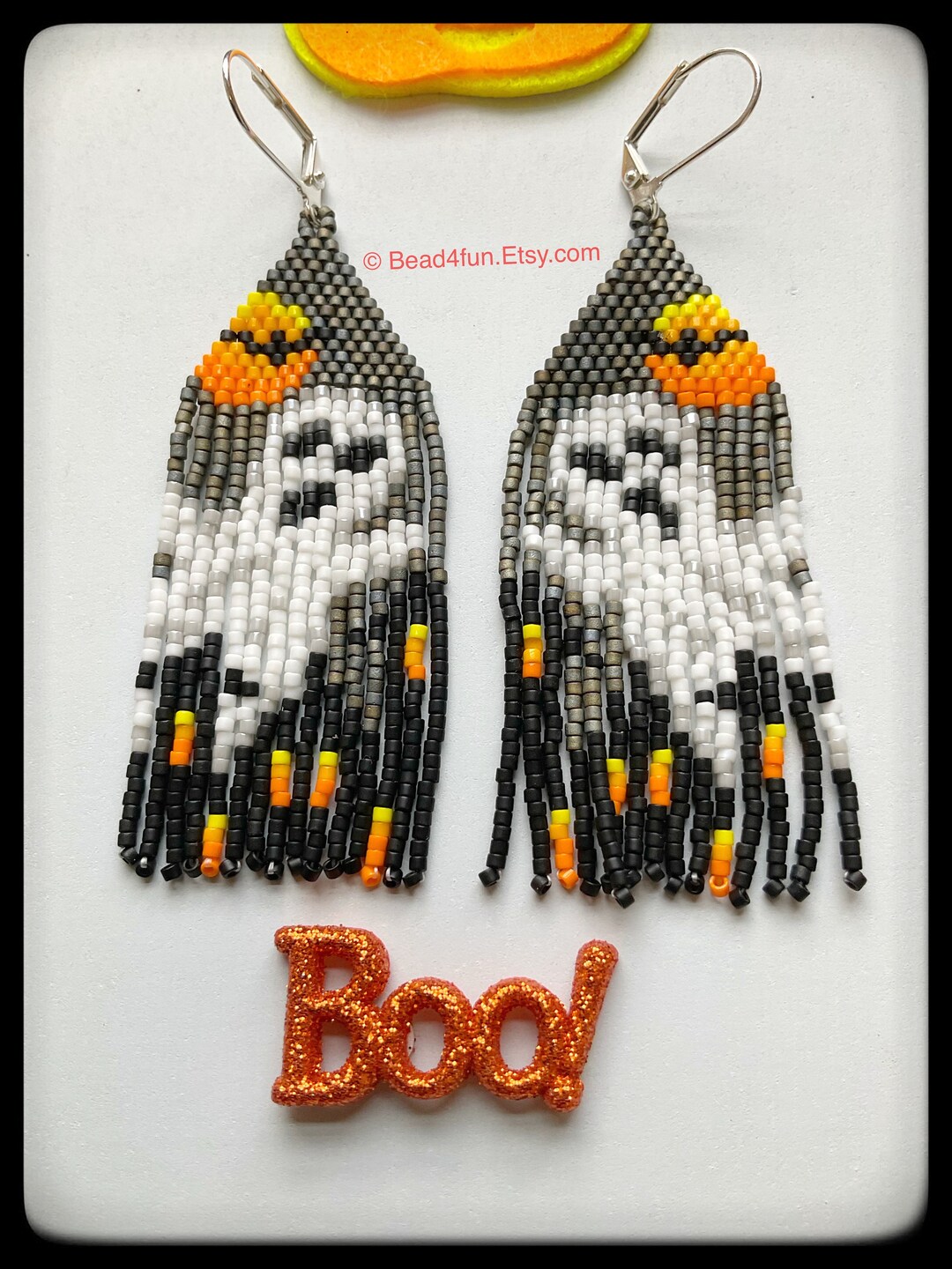 Beaded Fringe Ghost Earring Enchanting Halloween Spooky - Etsy