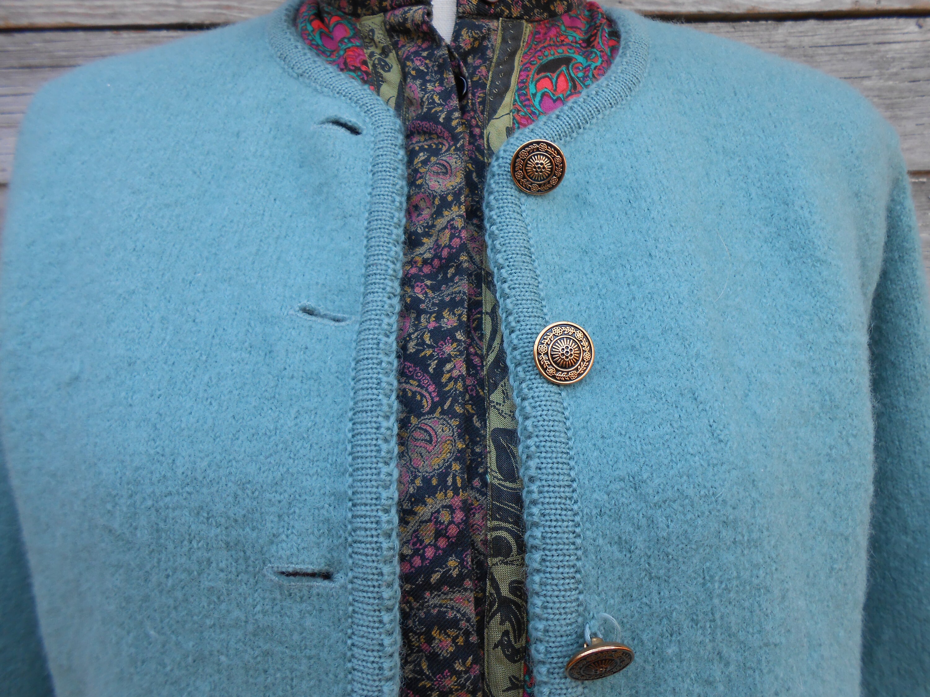 Vintage Seafoam Green Boiled Wool Cardigan Jacket/light Green Winter ...