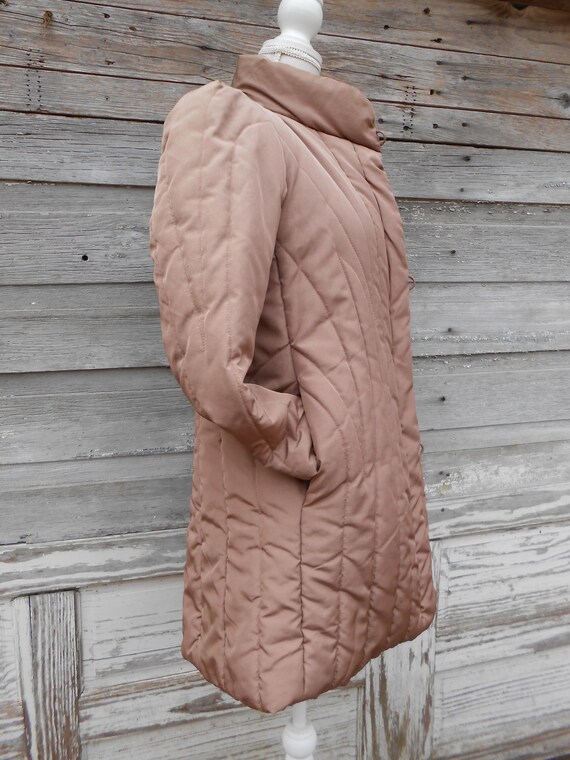 vintage 80s Tan Puffer Coat/1980s Puffy Coat/Winter A… - Gem