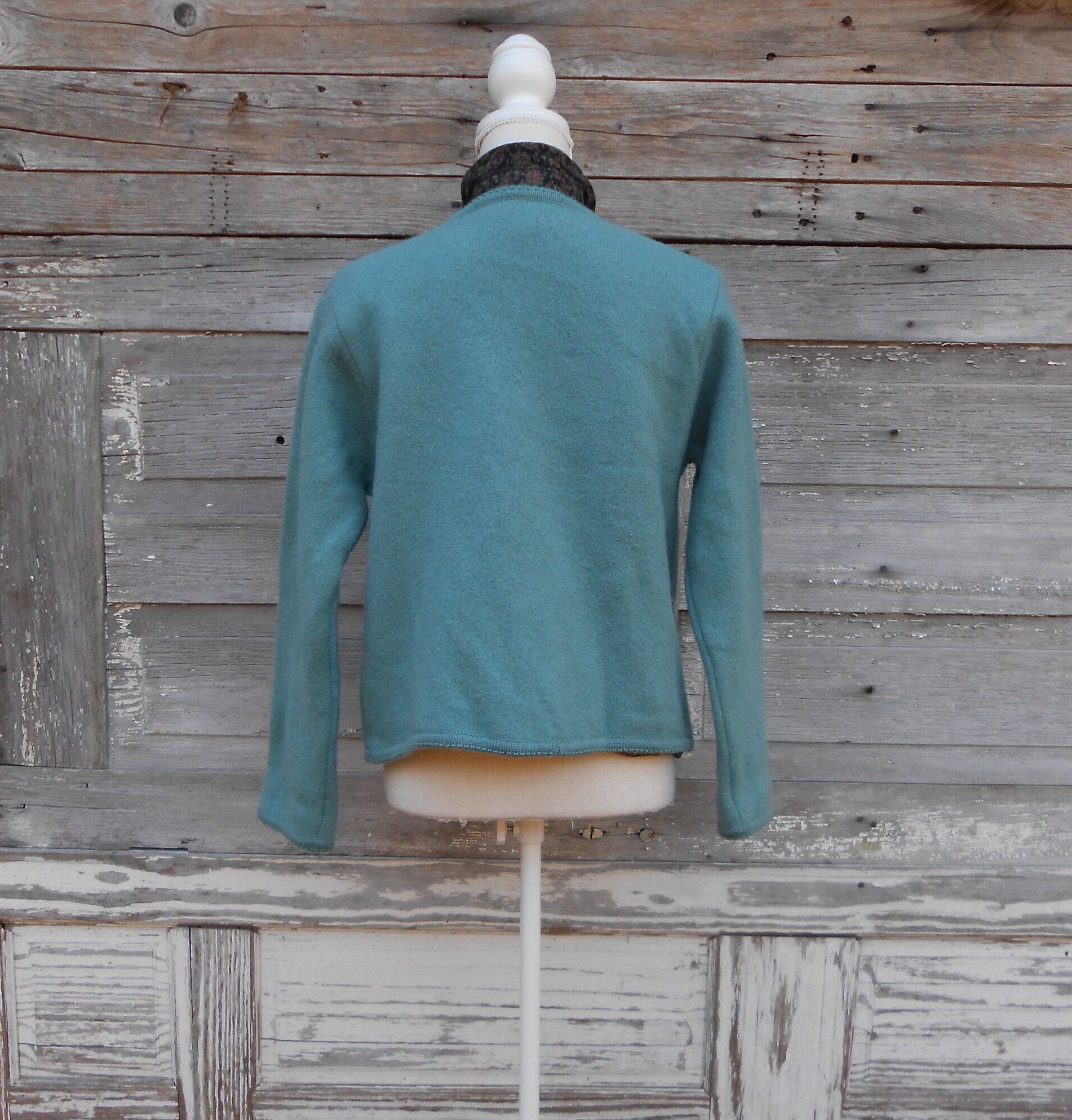 Vintage Seafoam Green Boiled Wool Cardigan Jacket/light Green Winter ...