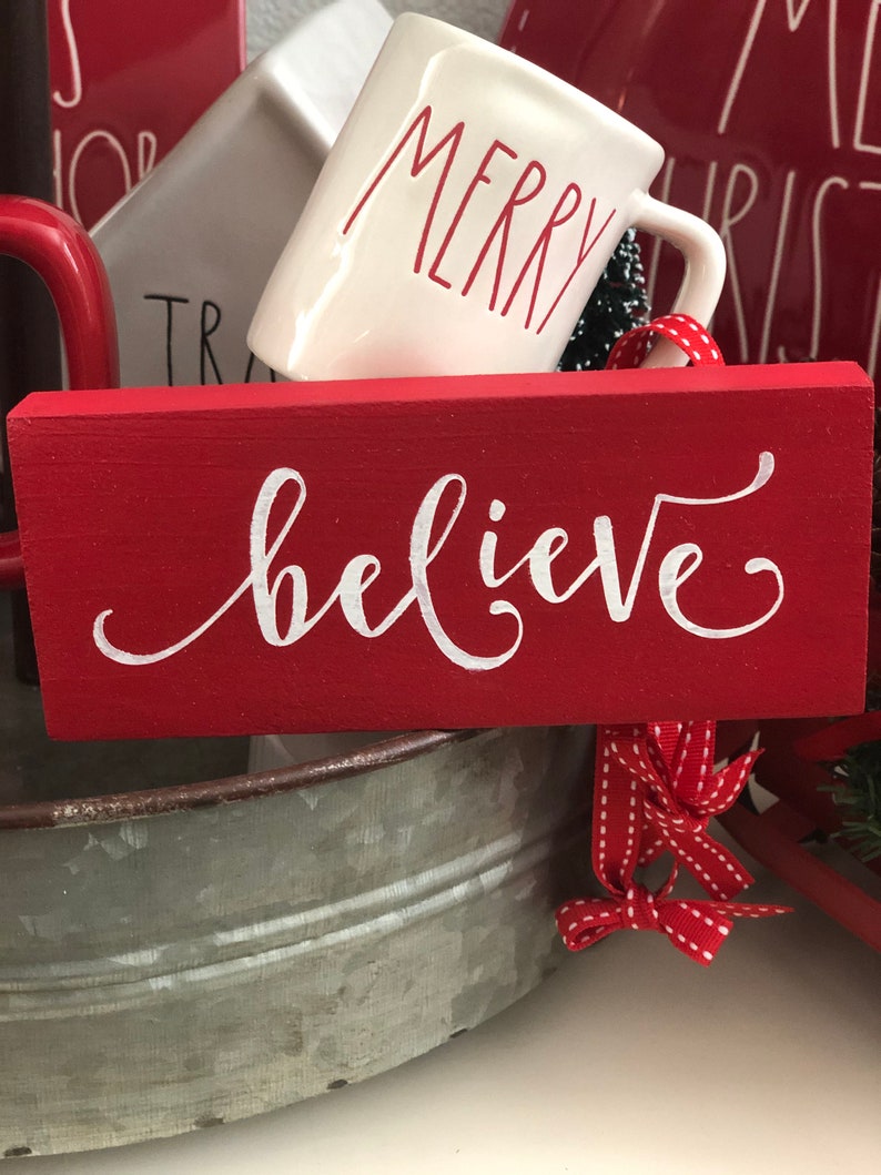 BELIEVE Wood Sign Farmhouse Christmas Rae Dunn Christmas Rae Dunn ...