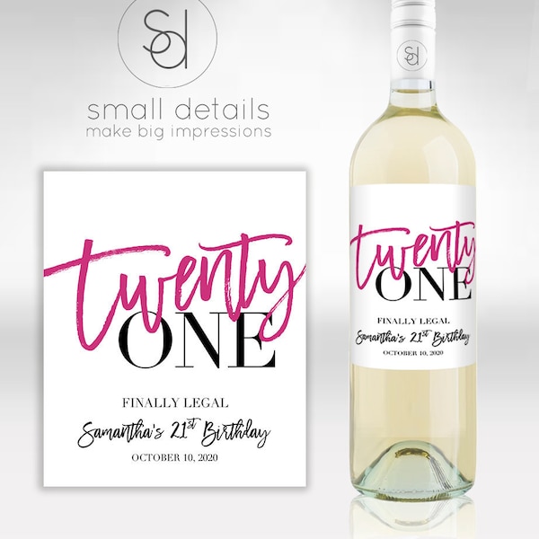Twenty One Wine Label - Etsy