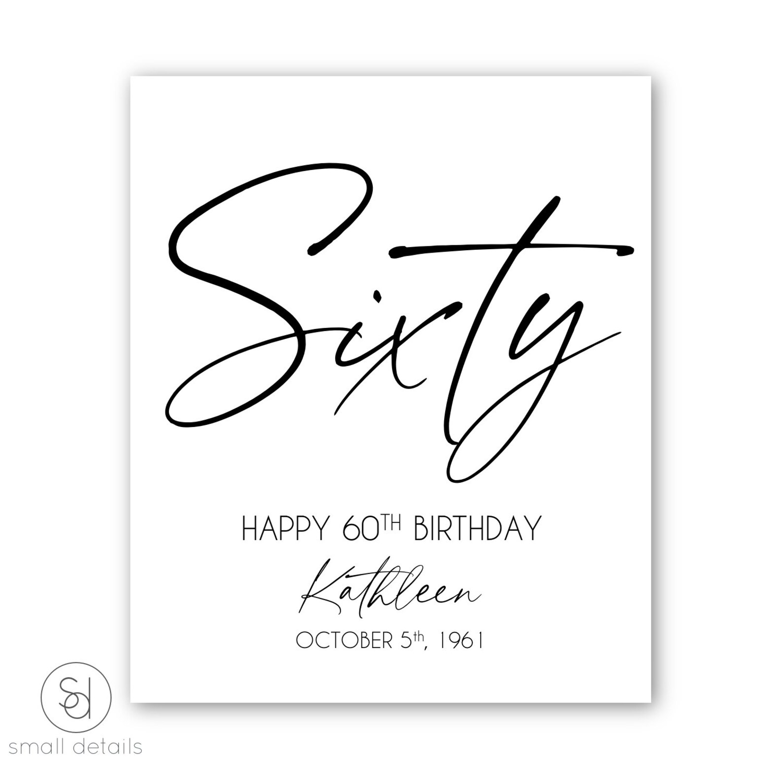 SIXTY 60th Birthday Wine Label Personalized Birthday Label - Etsy