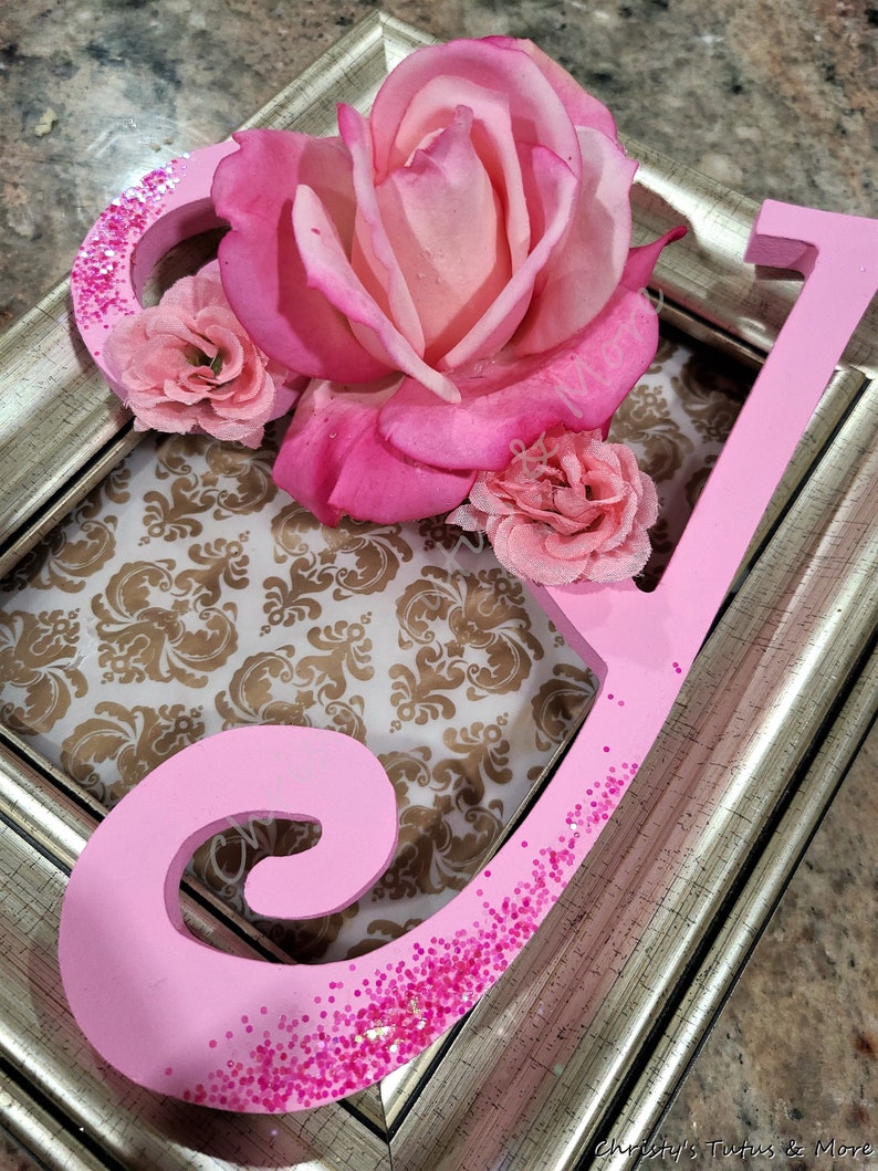 Custom wooden letters/Decoupaged Letters/Rose themed | Etsy