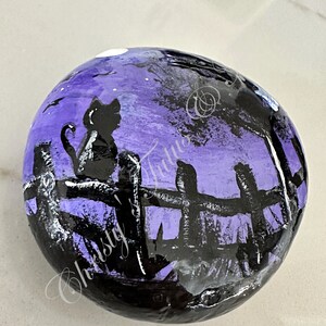 Halloween Painted Rock, Halloween Decor, Painted Rock, Cat Painting ...