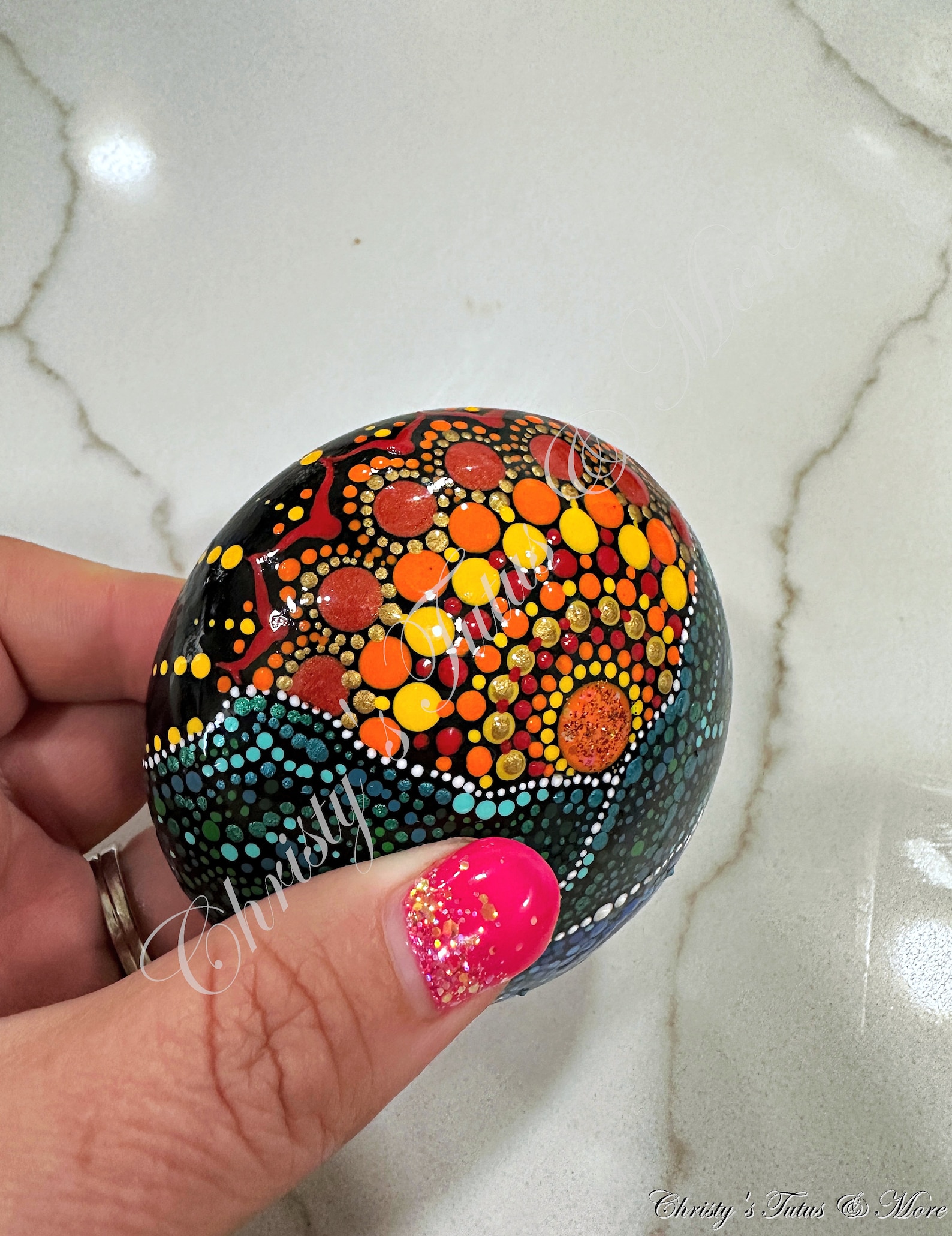 Painted Rock, Painted Mandala, Painted Mountain, Dot Painting ...