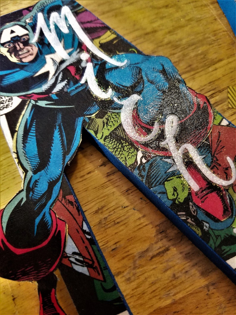 Decoupaged Letters/Custom boys name/Marvel Comics/DC | Etsy