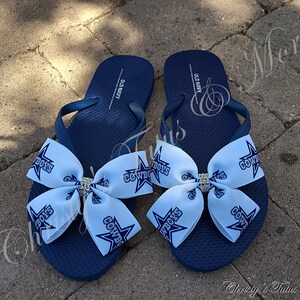 Dallas Cowboys Flip Flops, Cowboys Bow Shoes, Flip Flops, Custom Shoes ...