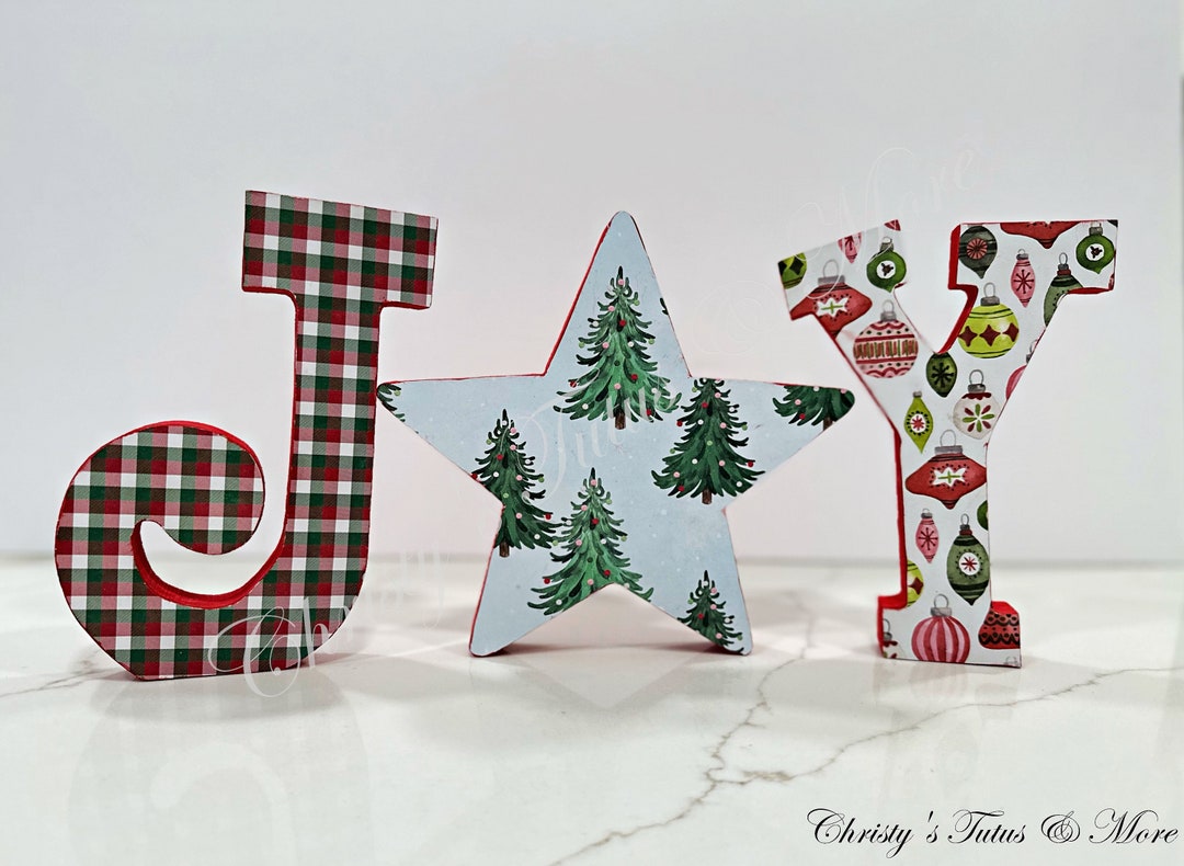 Joy Letter Statue, Christmas Blocks, Christmas Decor, Table Decor, Joy ...