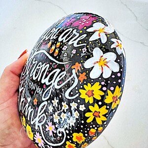 Motivational Saying, Inspiring Saying, Rock Decor, Floral Painting ...