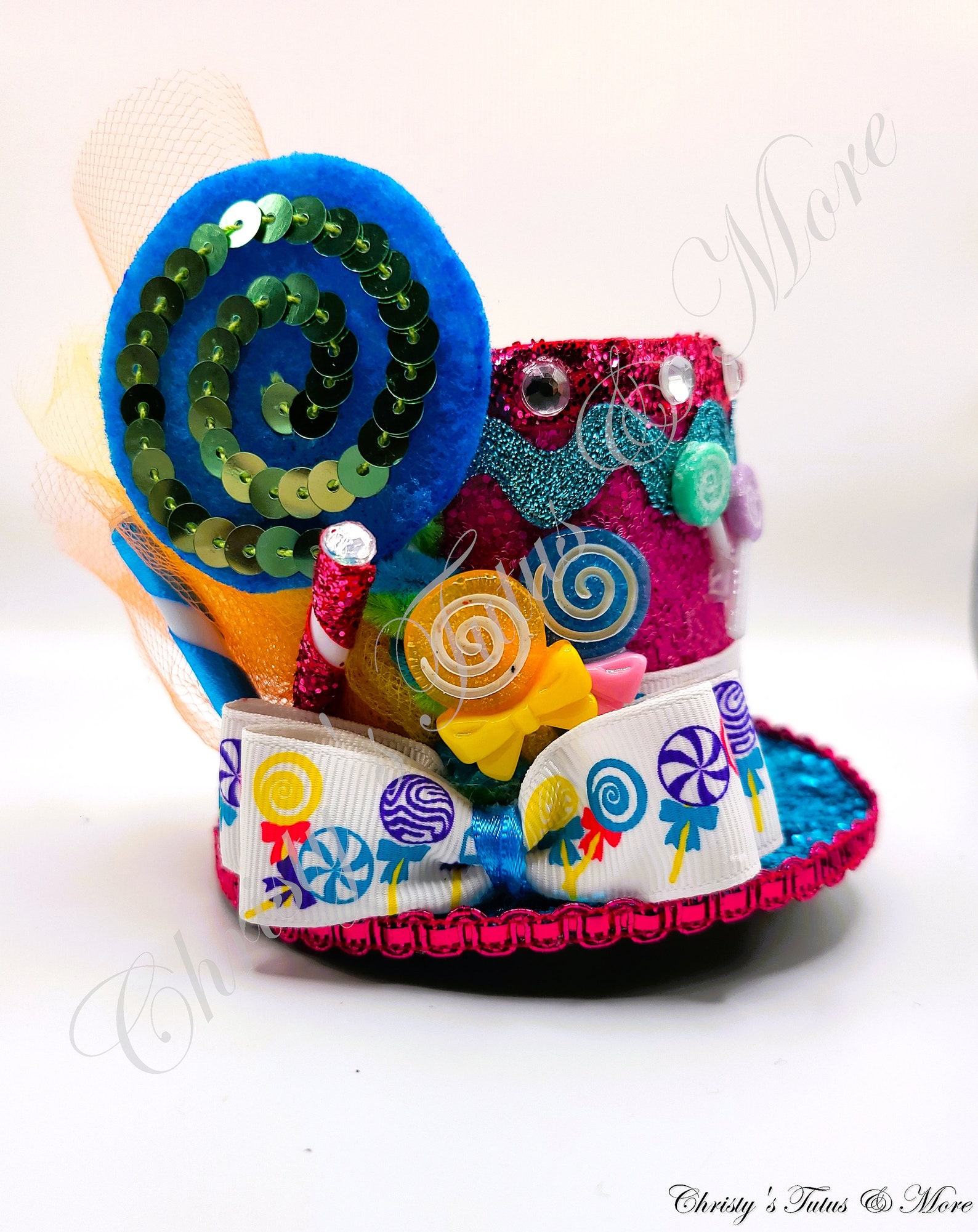 Candyland Mini Top Hat/candyland Hair Accessory/candy Themed Top Hat ...