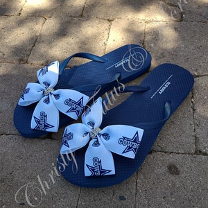 Dallas Cowboys Flip Flops, Cowboys Bow Shoes, Flip Flops, Custom Shoes ...