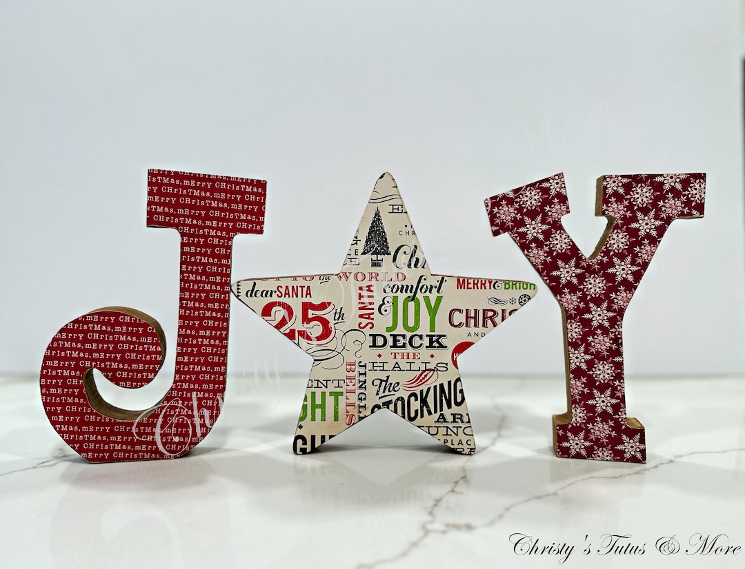 Joy Letter Statue, Christmas Blocks, Christmas Decor, Table Decor, Joy ...