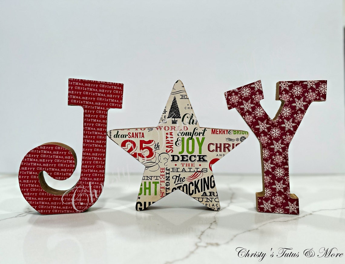 Joy Letter Statue Christmas Blocks Christmas Decor Table - Etsy