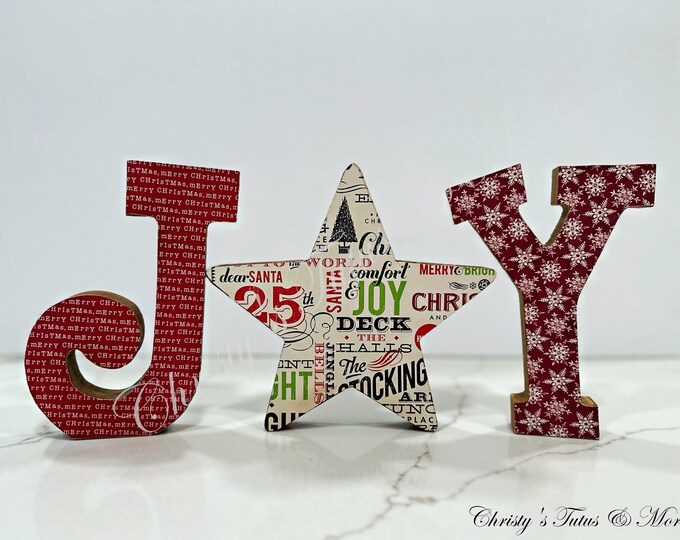 Joy Letter Statue, Christmas Blocks, Christmas Decor, Table Decor, Joy ...