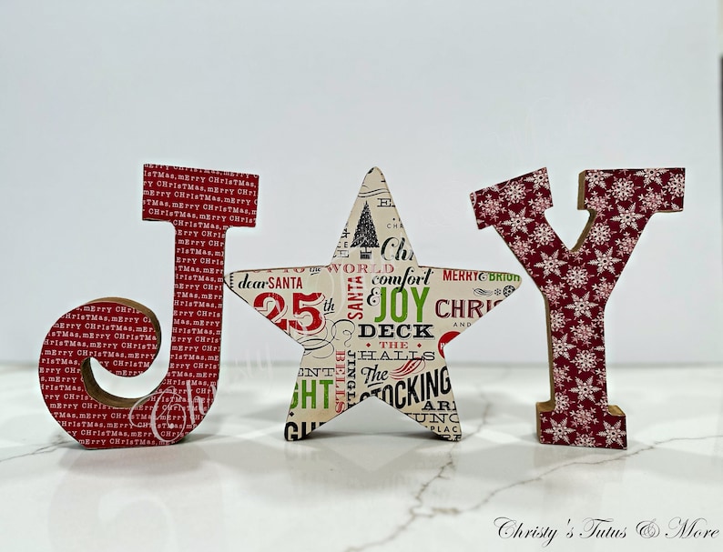 Joy Letter Statue Christmas Blocks Christmas Decor Table - Etsy