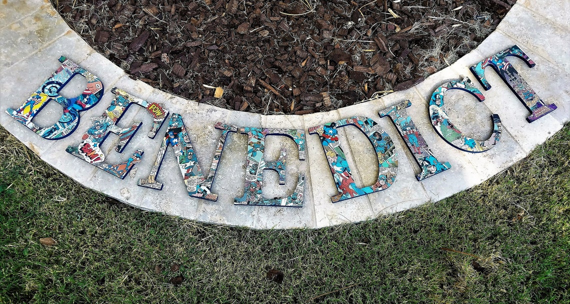 Decoupaged Letters/Custom boys name/Marvel Comics/DC | Etsy