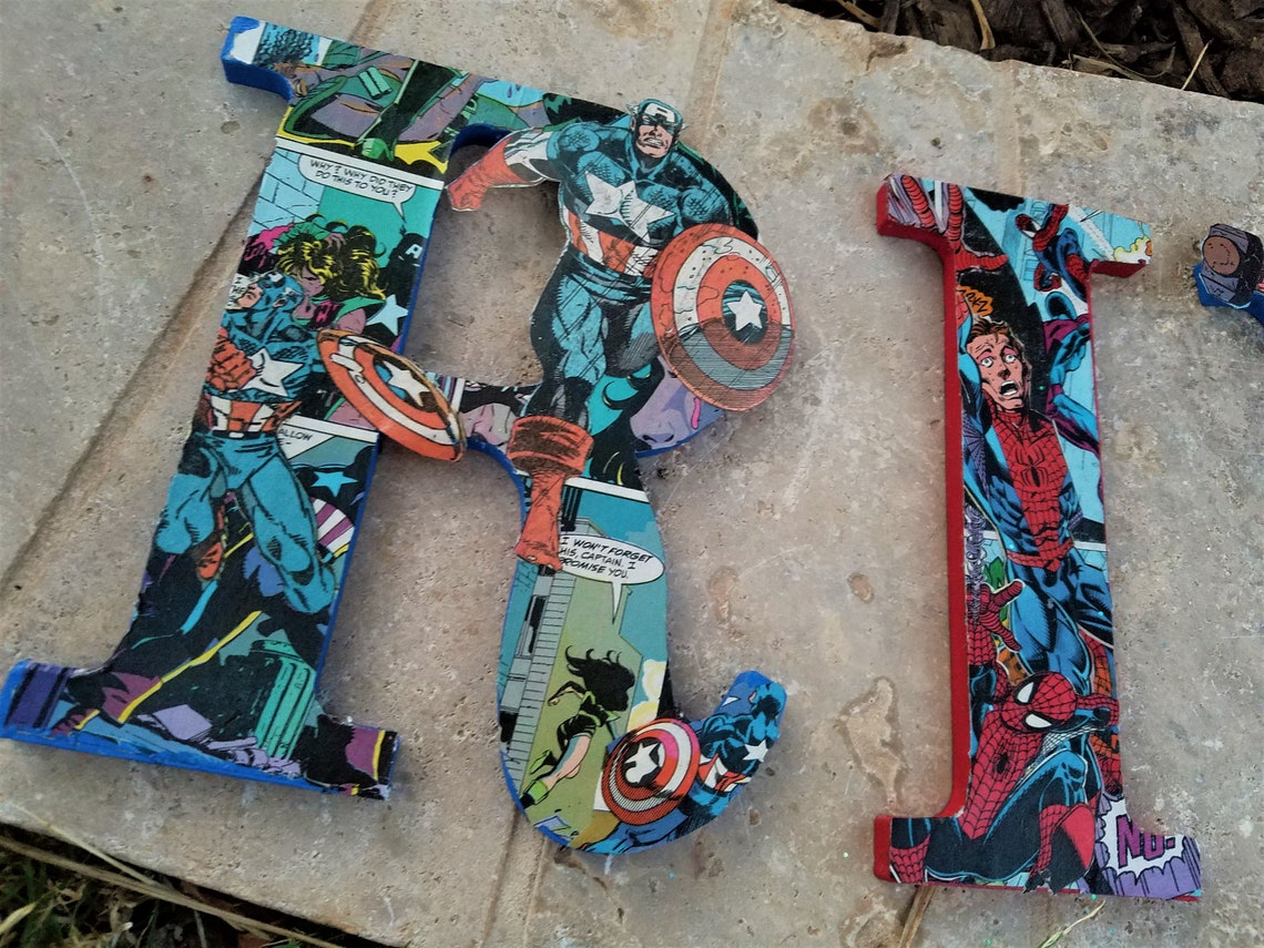 Decoupaged Letters/custom Boys Name/marvel Comics/dc - Etsy